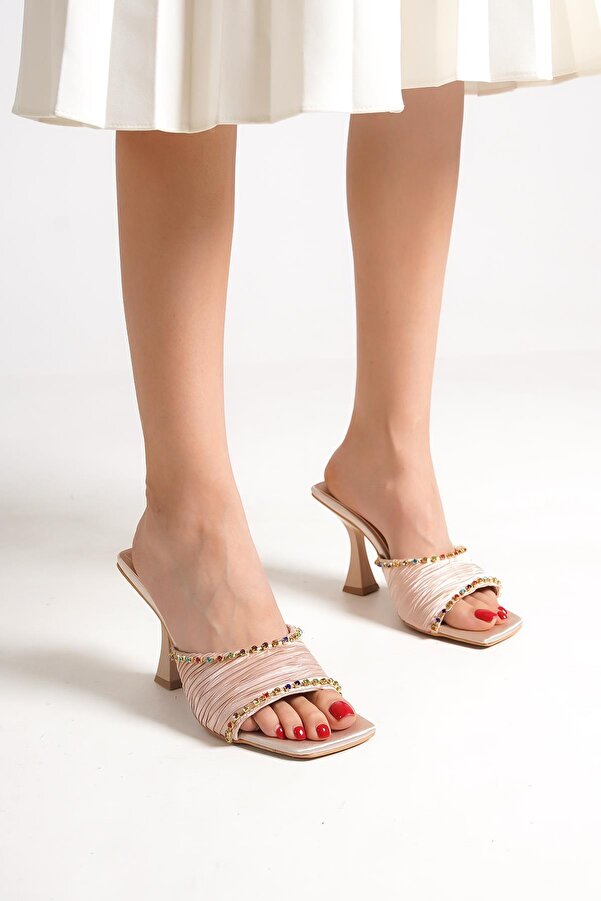 Capone Outfitters Плисирани сатенени дамски чехли Capone Blunt Toe с ...