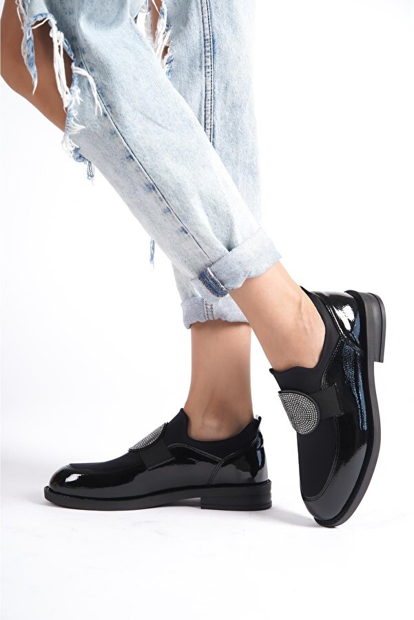 Capone Outfitters Capone Blunt Toe Damen-Loafer mit Steindetail - Trendyol