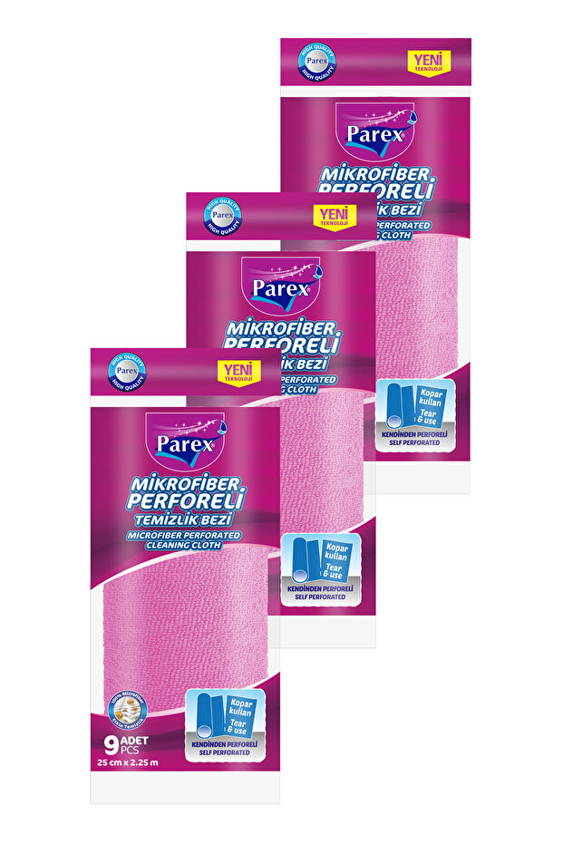 Parex Mikrofiber Perforeli 9’lu Rulo Bez Üçlü Paket - Fiyatı, Yorumları