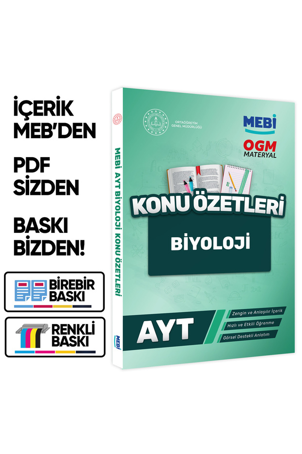 Karakutu Yayınları 2026 YKS-AYT MEBİ-OGM Biyoloji Pratik Konu Özet Kitabı RENKLİ A4 Boyut Görsel ...
