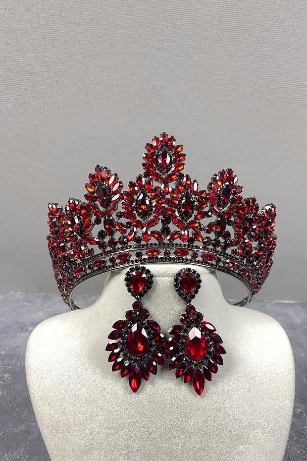 Hobigram Burgundy Godiva High Bridal Henna Tiara and Shuttle Evening ...