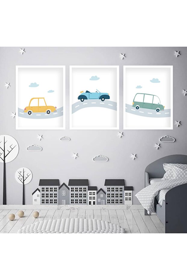 Ya&mu Tablosetleri 3 Adet 33 X 45cm Büyük Boy Ahşap Beyaz Çerçeveli ...