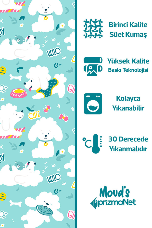 Moud's Sweet Dog Pattern Printed Children's and Baby's Room Background ...