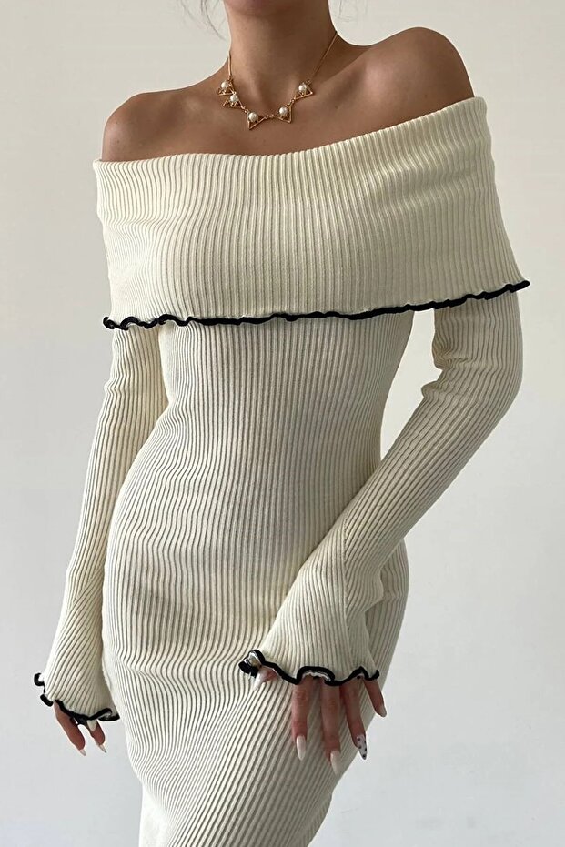 WOMAN VISION Tricotaj Tesatura Maneca lunga Guler Carmen Lungime Midi ...