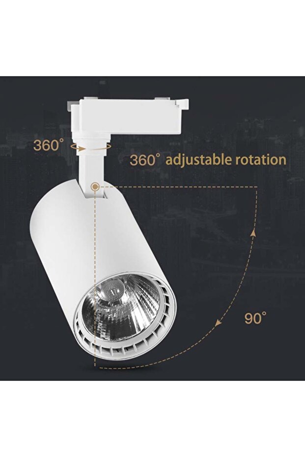LED PROJEM 30W Led Beyaz Kasa Ve Günışığı Ray Spot 5 li set 360 Derece ...