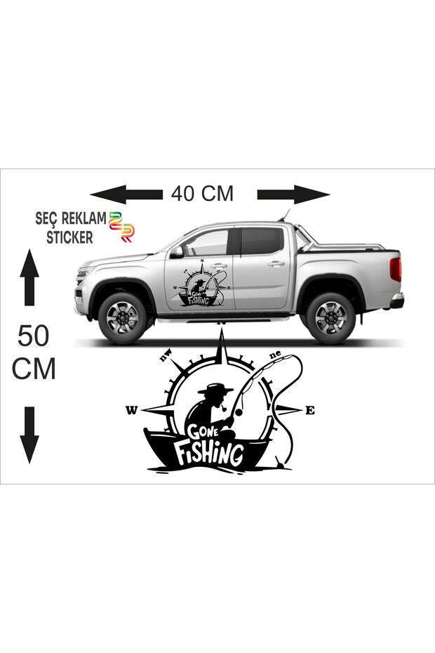 SEÇ Man Holding a Fish And Compass Sticker Multi-Purpose Label Sticker ...