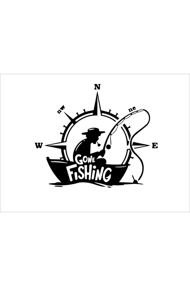 SEÇ Man Holding a Fish And Compass Sticker Multi-Purpose Label Sticker ...