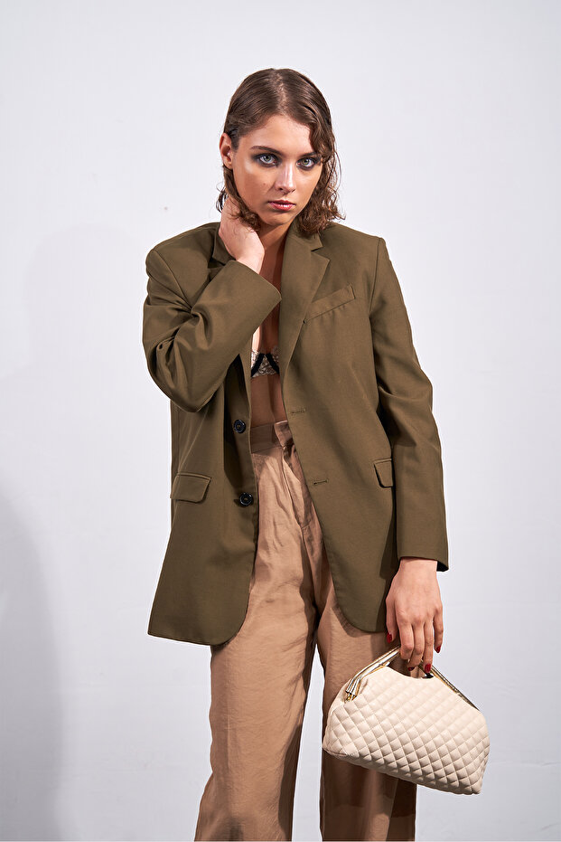 Berlesi Beige Quilted Clutch Portfolio Bag- Trendyol