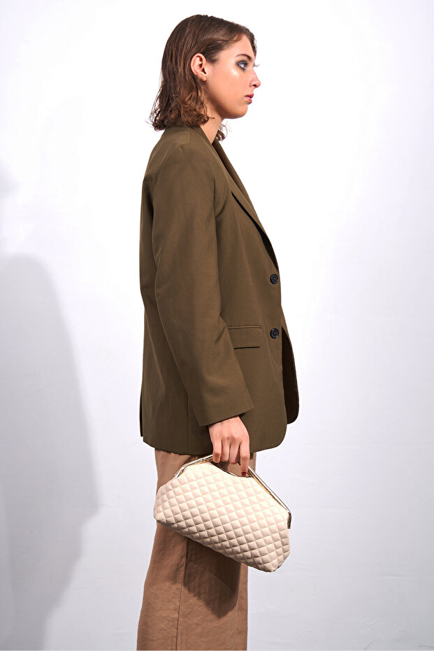 Berlesi Beige Quilted Clutch Portfolio Bag- Trendyol