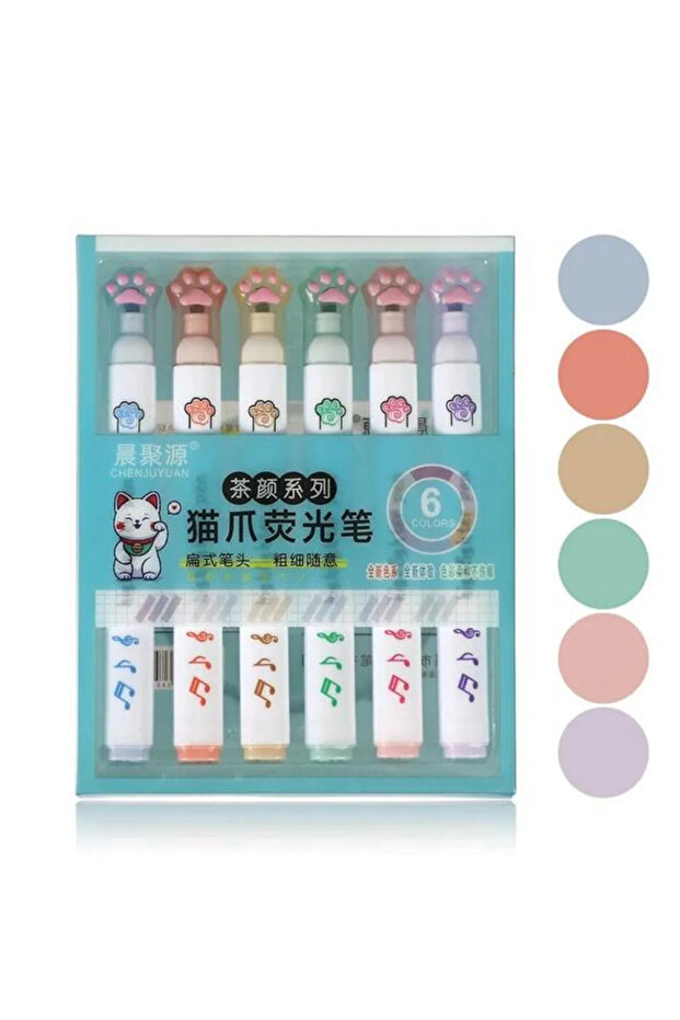 Adil Baba Cat Claw Paw Shaped 6-Piece Highlighter Set- Trendyol