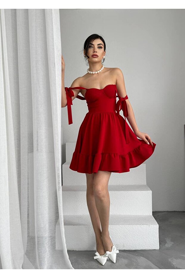 conconmoda Women's Mini Graduation Atlas Dress- Trendyol