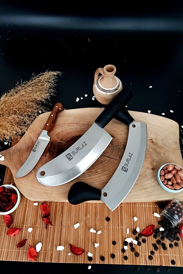 SürLaz Kebab Knife Set Meat Knife 3 Piece Mincer Knife Row Armor- Trendyol