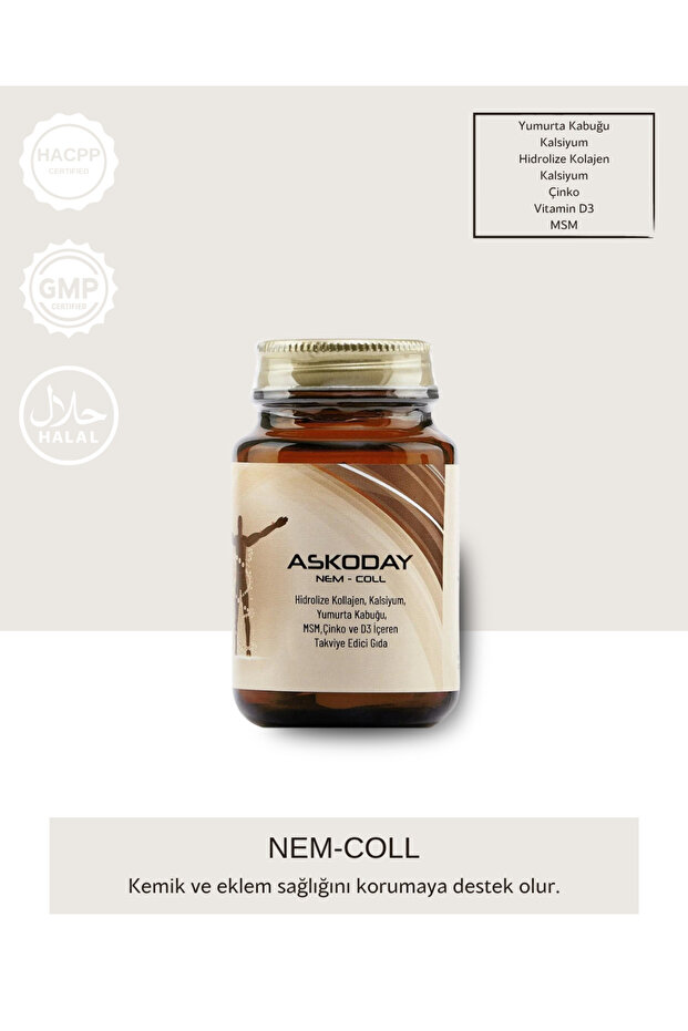 ASKODAY Nem-coll 30 Tablet | Kolajen, Yumurta Kabuğu & Vitamin ...