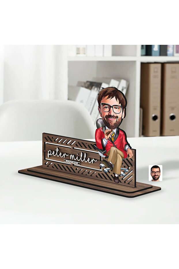 Bk Gift Kişiye Özel 3D Kabartma İsimli Baba Karikatürlü Ahşap Biblo-3 ...