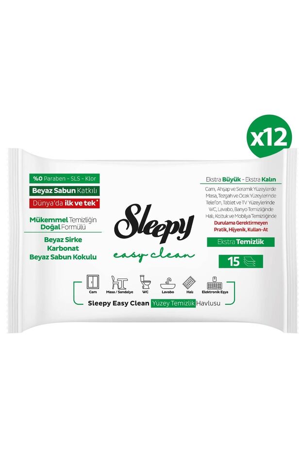 Sleepy Easy Clean Yüzey Temizlik Havlusu&mendili Seyahat Boy 6x2x15 ...