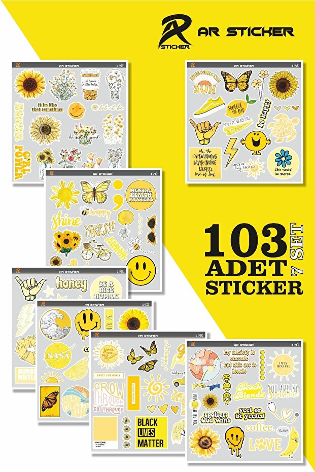 AR Sticker VSCO Yellow Sticker Seti 103 Adet – Laptop, Notebook, Ajanda ...