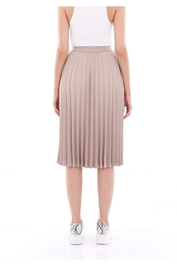 G-Line Mink Color Midi Length High Waist Pleated Skirt with Elastic ...