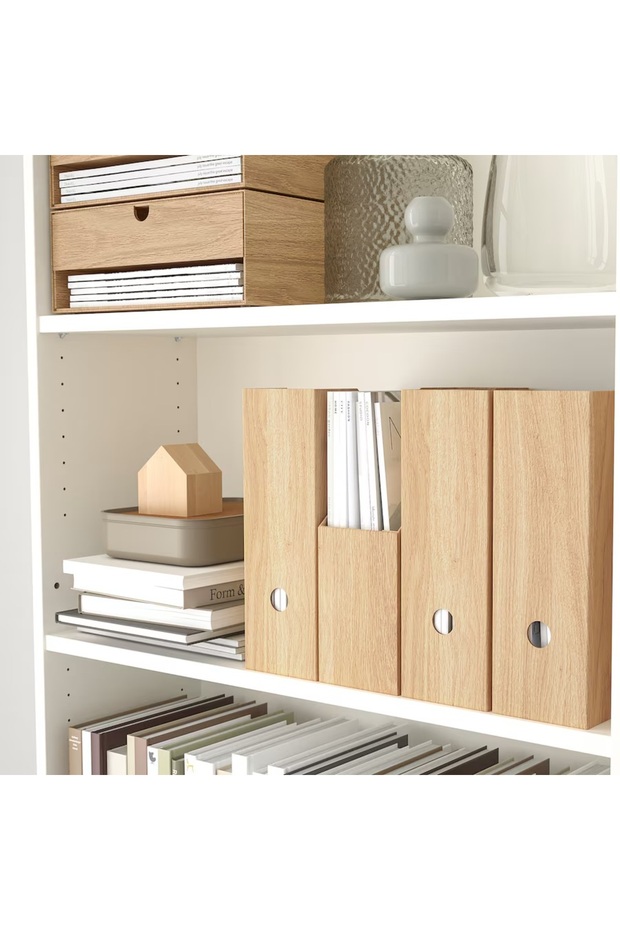 IKEA HASTVISKARE 2 Pieces Box - Oak Look Folder File Magazine Magazine ...
