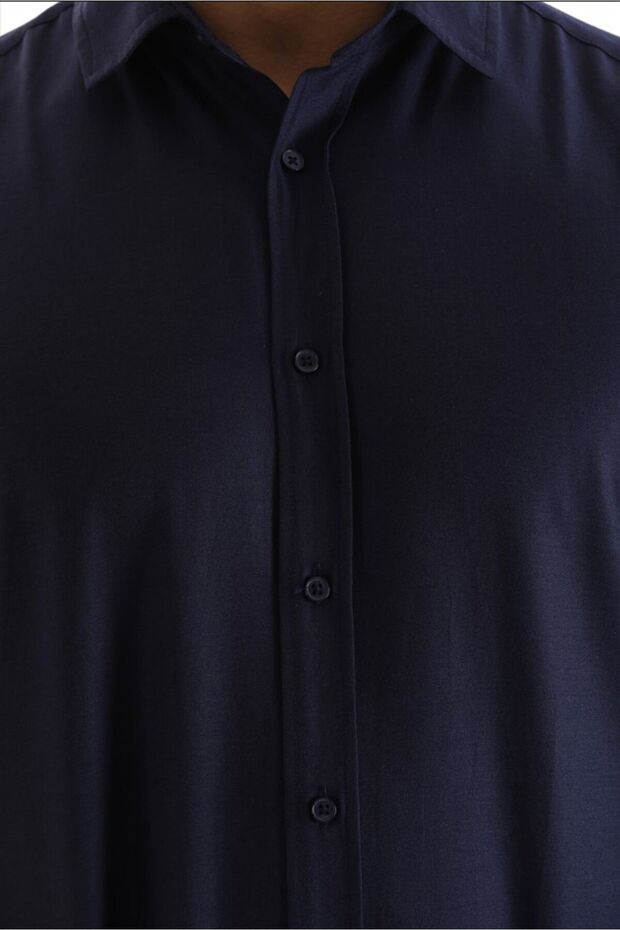 Catto Peak Lacivert Gabardin Teri Emen Nefes Alan Regular Erkek Gömlek ...