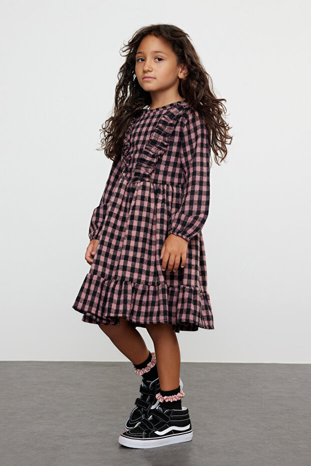 TRENDYOLKIDS Rochie roz pentru fete în carouri / carouri TKDAW25EL00004 ...