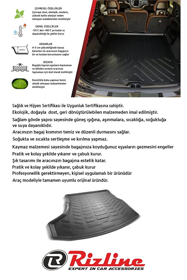 Rizline Ford Focus Sedan 2019 Model 3D Havuzlu Paspas ve Bagaj Havuzu ...