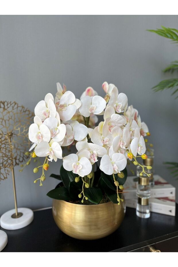 LİLOTEHOME YAPAY LUXURY ORKİDE 10 DAL ISLAK KIRIK BEYAZ JAPON MODEL ...
