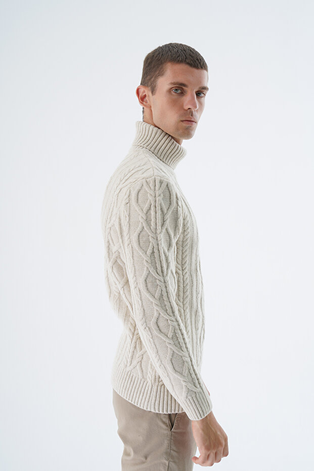 Trist Star Beige Turtleneck Running Knitwear Sweater - Hair Braided ...