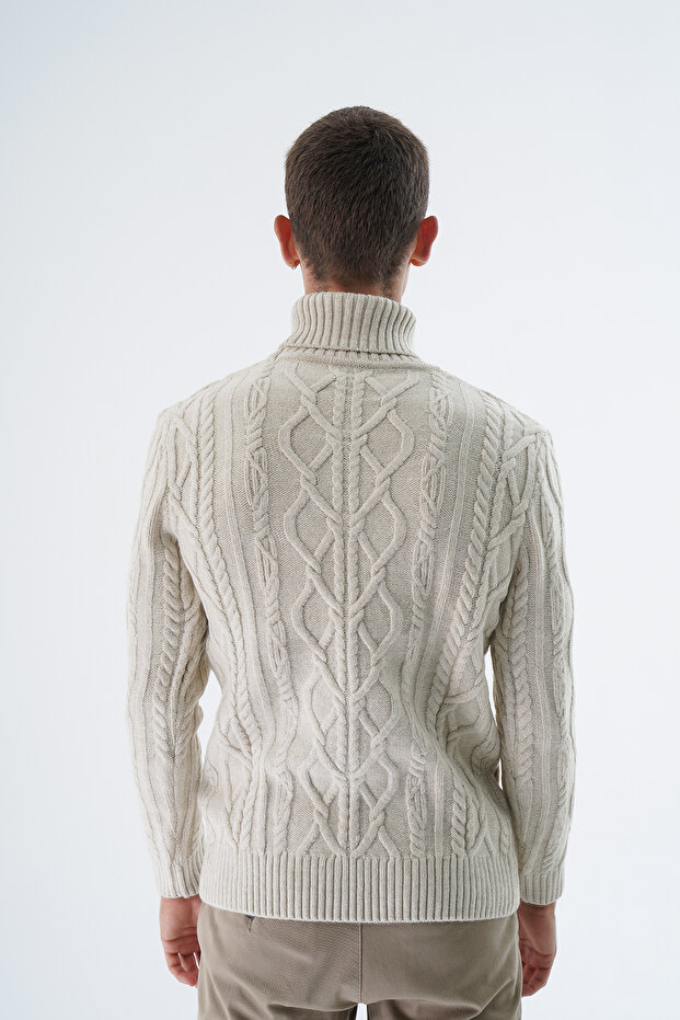 Trist Star Beige Turtleneck Running Knitwear Sweater - Hair Braided ...