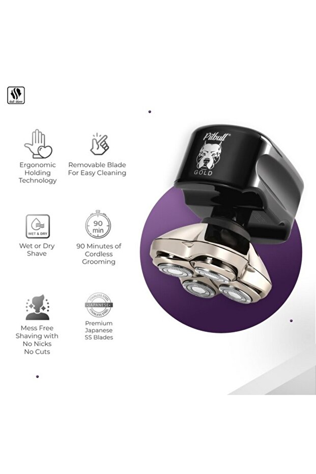 Skull Shaver Pitbull Gold PRO Electric Head and Face Shaver - Electric ...