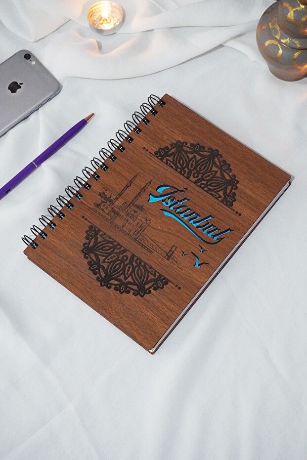 markcat İstanbul Desen Ahşap Kapaklı Defter - Ajanda - A5 Notebook ...