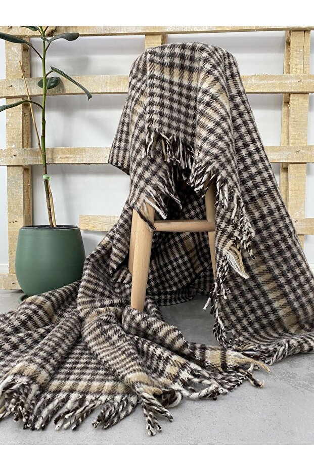 BLANTUR Pătură TV din lână naturală 100% din lână de oaie - carouri ...