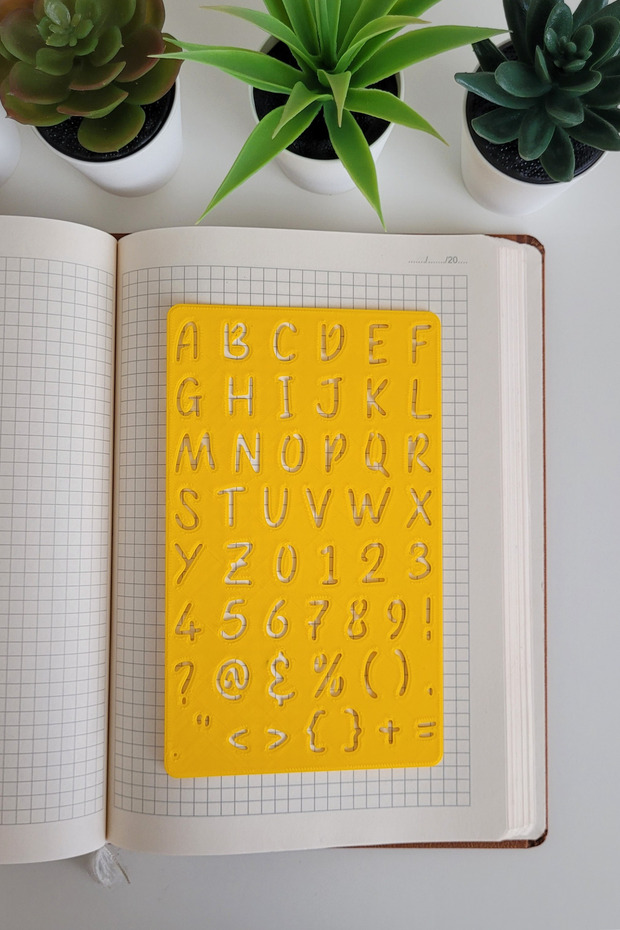 Karmelom Studio Büyük Harf El Yazısı Şablon Cetvel - Bullet Journal ...