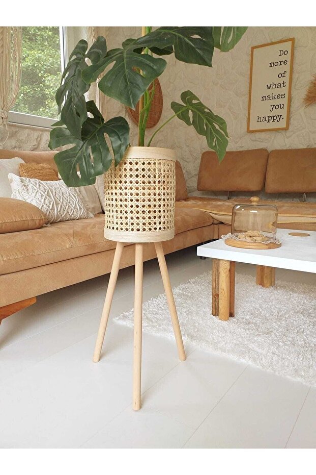 Toprak Design Bohem, Hasır Ayaklı Saksı, Çiçeklik, Bambu Saksı, Hazeran ...