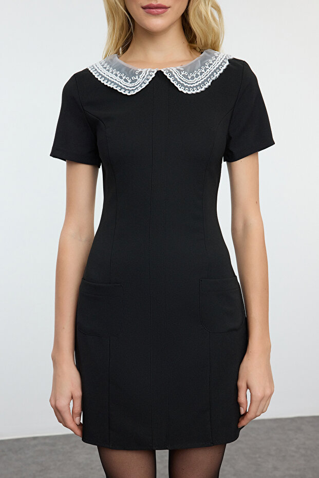 Trendyol Collection Mini Woven Dress - Black, Saran Collar Detail ...
