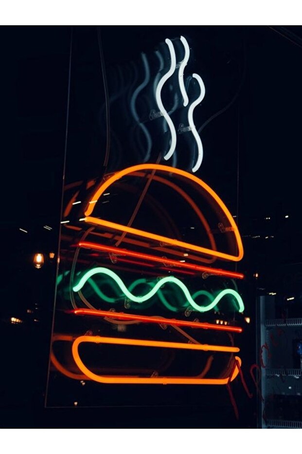 Neonyum Hamburger Neon Tabela Fast Food Led Aydınlatma 60*40cm - Fiyatı ...