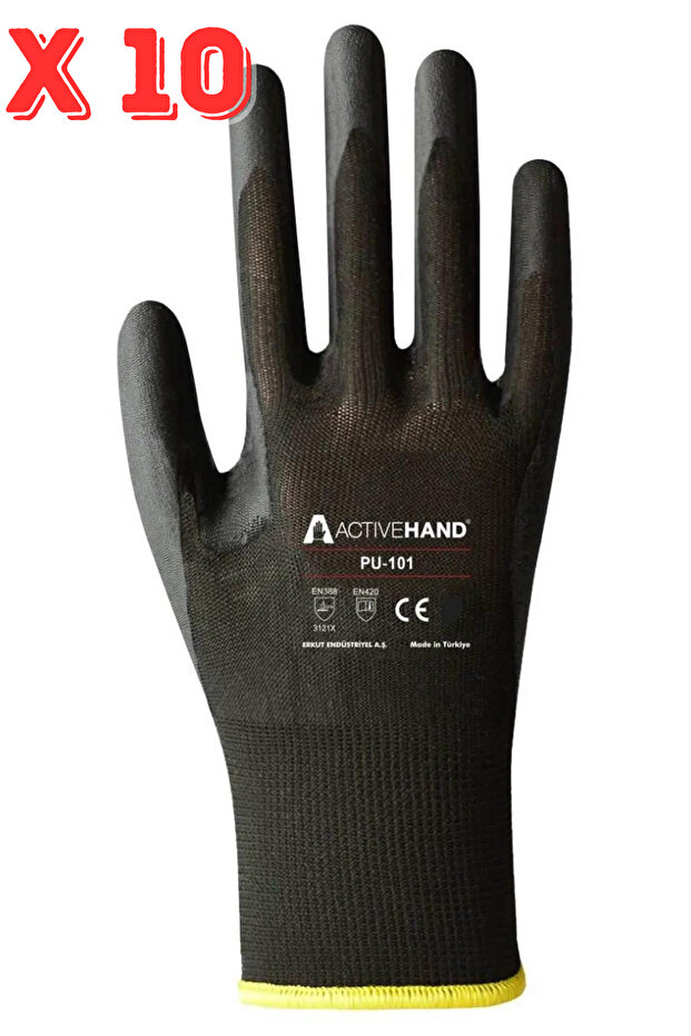 ACTIVEHAND Pu-101 Poliüretan Kaplama Montaj Eldiveni 10'lu Paket ...