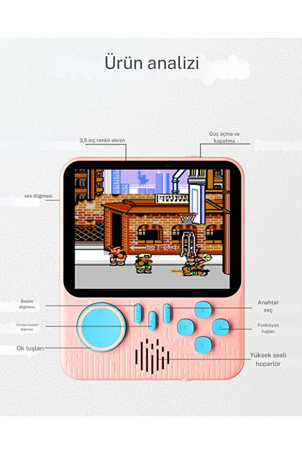 XINMENG Mini Atari Taşınabilir Oyun Konsolu 3.5 inç Ekran Çift Konsol ...