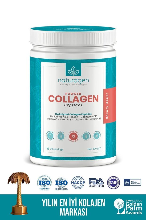 Naturagen Green Apple Flavored Collagen Powder - 300 Gr, type 1 & 3 ...