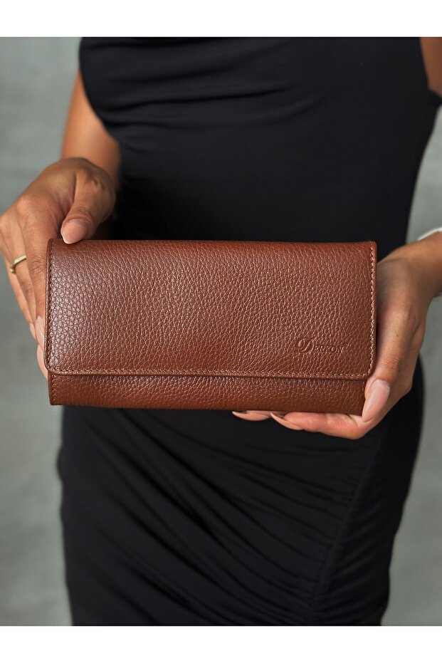Derkon Women's Wallet with Plenty of Eyes Genuine Leather- Trendyol