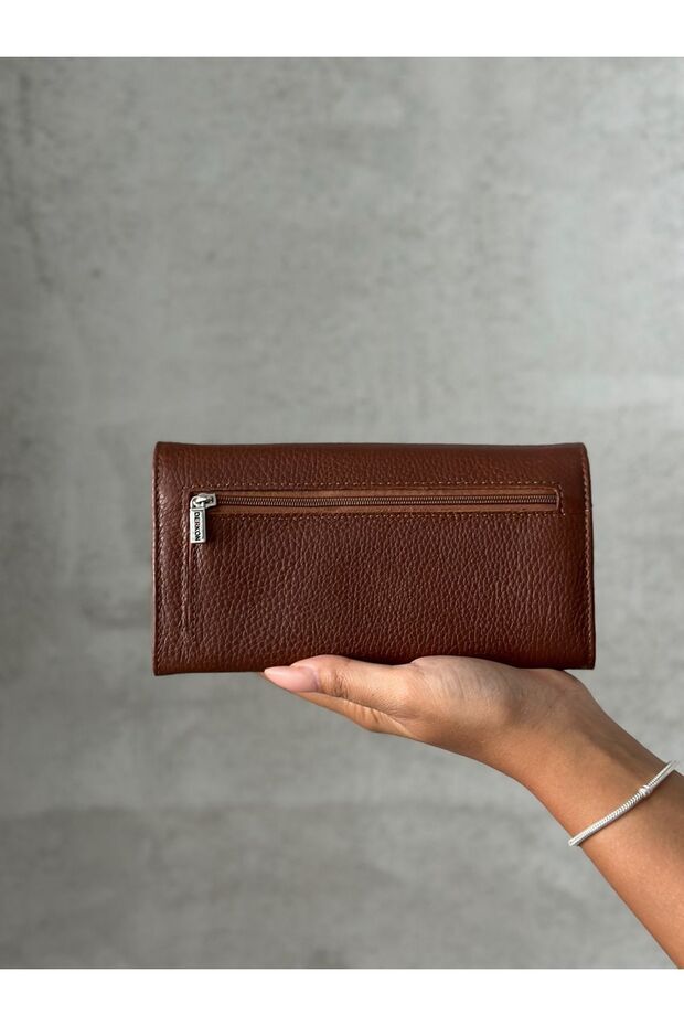 Derkon Women's Wallet with Plenty of Eyes Genuine Leather- Trendyol