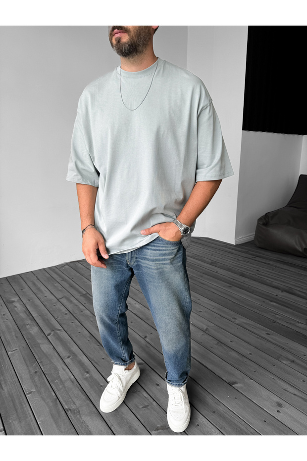 BYBASICMAN Gri Basic Oversize T-Shirt JJ-326 - Fiyatı, Yorumları