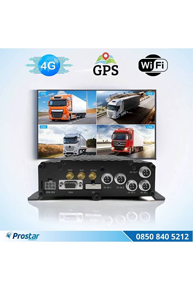 Navistar Uzaktan izlemeli 4 Kanal 1080P GPS 4G WIFI B6204 Profesyonel ...