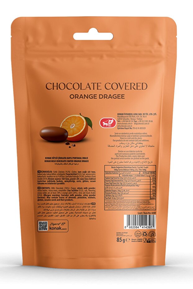 KONAK Sütlü Çikolata Kaplı Portakal Draje 85 GR - Fiyatı, Yorumları