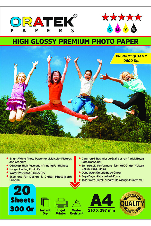 ORATEK Canon Pixma G3460 Photo Paper A4 Premium Glossy 300 Gr.20 Pieces ...