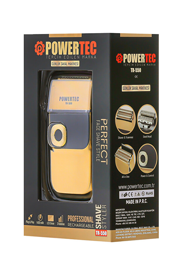 Powertec Tr-550 Şarjlı Günlük Sakal Sinekkaydı Tıraş Hassas Düzeltici Döner Başlık - Fiyatı ...