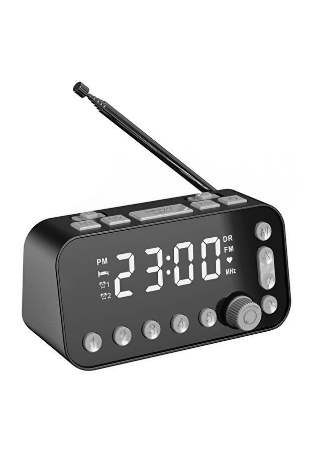 APWIKOGER Portable Digital Broadcast Radio Desktop Alarm Clock Dual USB ...