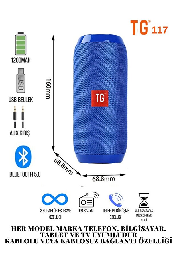 SESATECH TG 117 Bluetooth Hoparlör Kablosuz Taşınabilir Siyah Ses ...