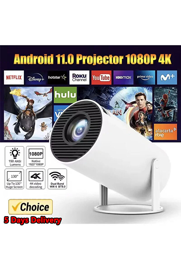 Choice New 2024 4K Android 11 Dual Wifi6 200 ANSI Allwinner H713 BT5.0 ...