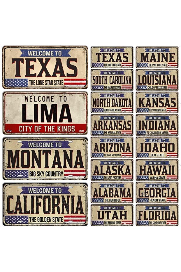Choice Vintage USA Landmark Plate Welcome To City Decorative Vehicle ...