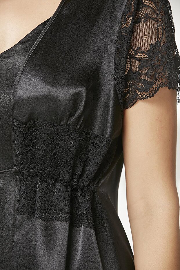 Pierre Cardin Satin Lace 3-Piece Shorts & Combi & Dressing Gown Set ...